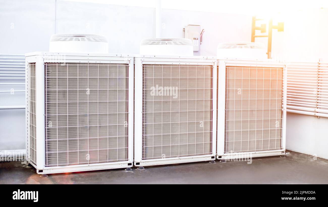 Air conditioning (HVAC) on the roof of an industrial building Stock ...