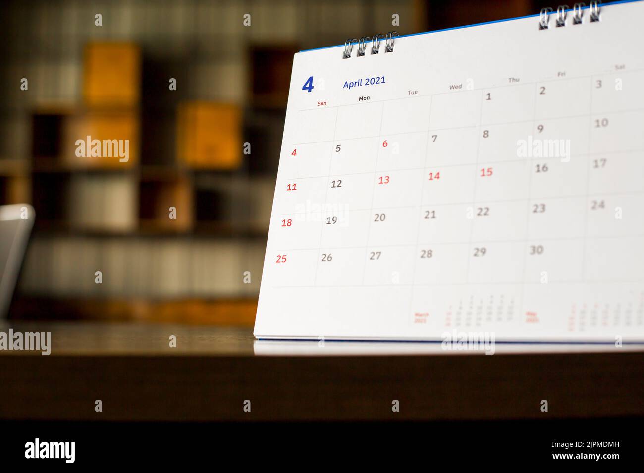 White calendar on the table in the cafe Stock Photo - Alamy