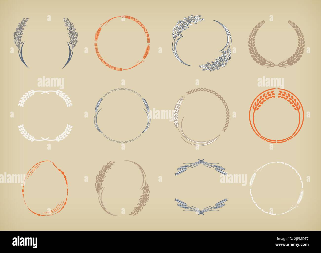 A retro design label set.rice and wheat.It is vector data that is easy ...