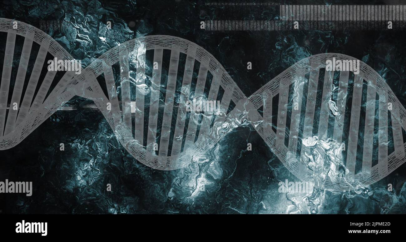 Image of dna strand over black background Stock Photo - Alamy