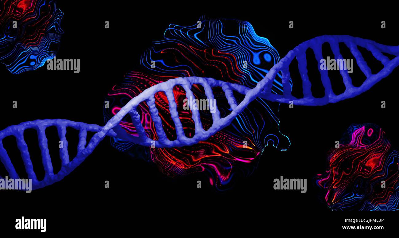 Image of dna strand over black background Stock Photo - Alamy