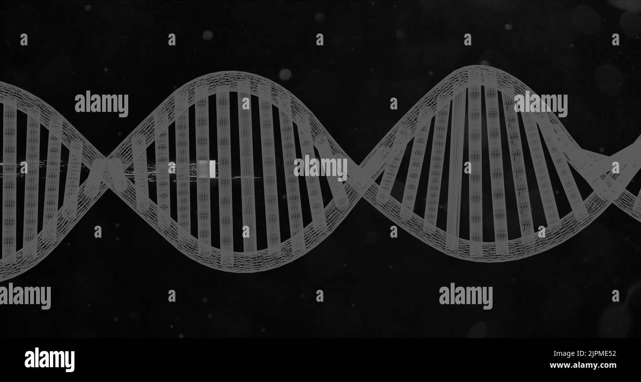 Image of dna strand over black background Stock Photo - Alamy