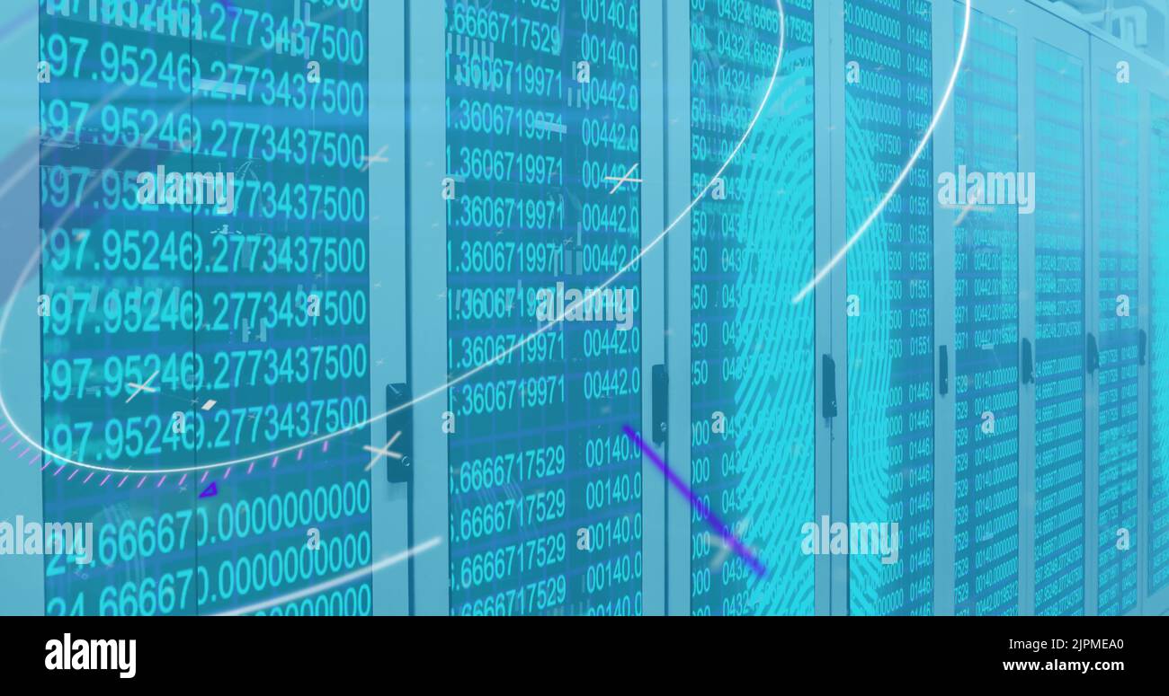 Image of scope scanning and data processing over computer servers Stock Photo - Alamy