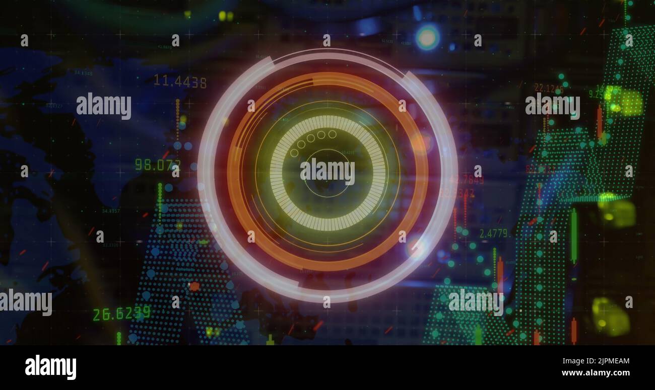 Image of scope scanning and data processing over cables in computer server in background Stock ...