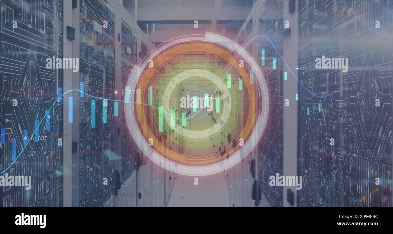 Image of scope scanning and data processing over computer servers Stock Photo - Alamy