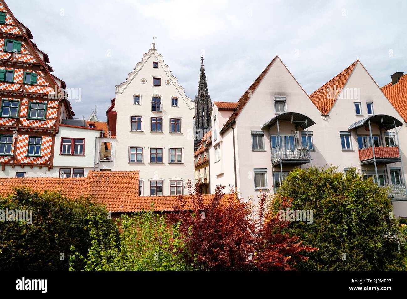Scenic view of the Ulm City with its ancient Ulmer Minster and ...