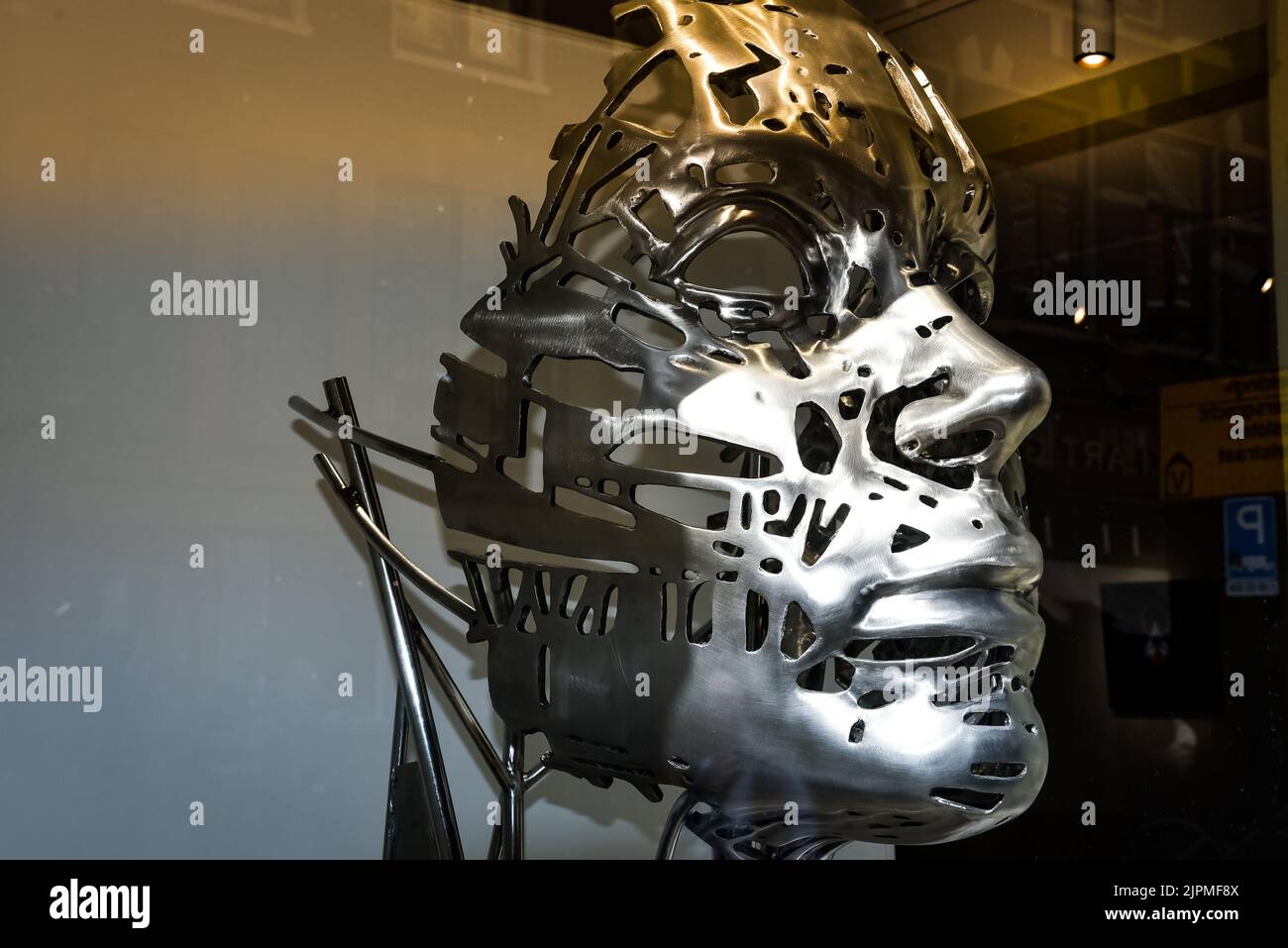 Amsterdam, the Netherlands - September 18, 2020. Modern art - a silver ...