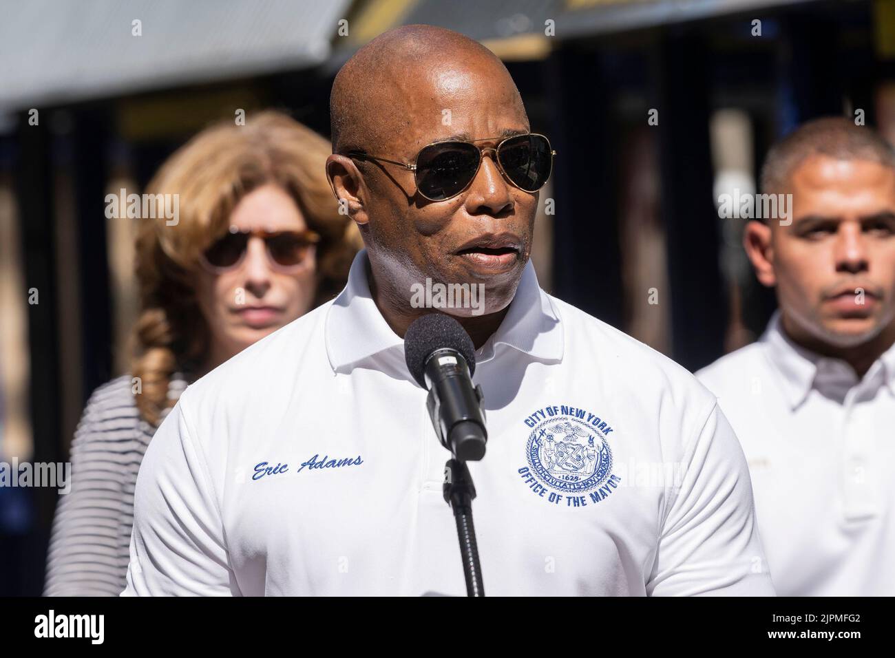 New York, United States. 18th Aug, 2022. Mayor Eric Adams made an ...