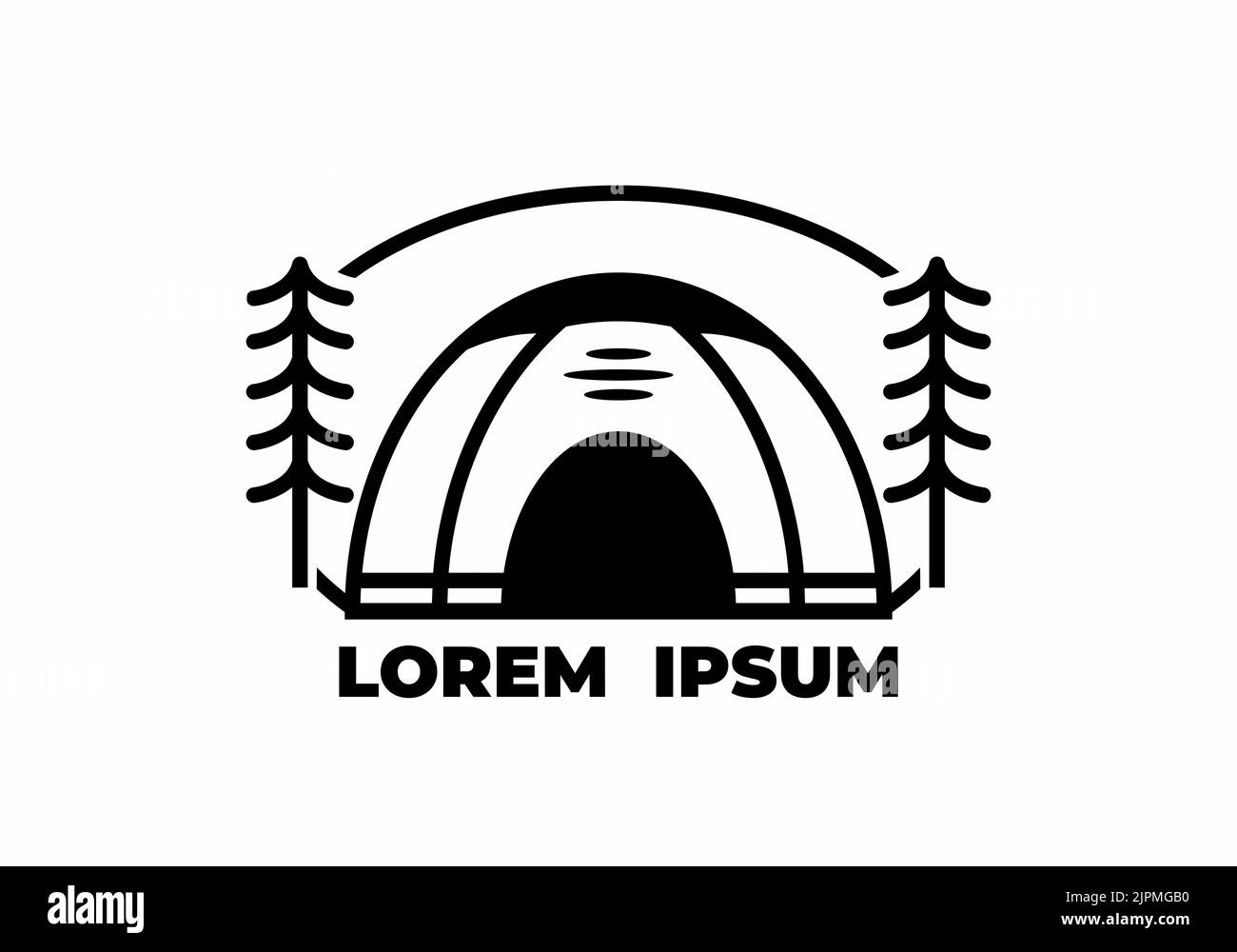 Dome tent for camping in monoline art illustration design Stock Vector ...
