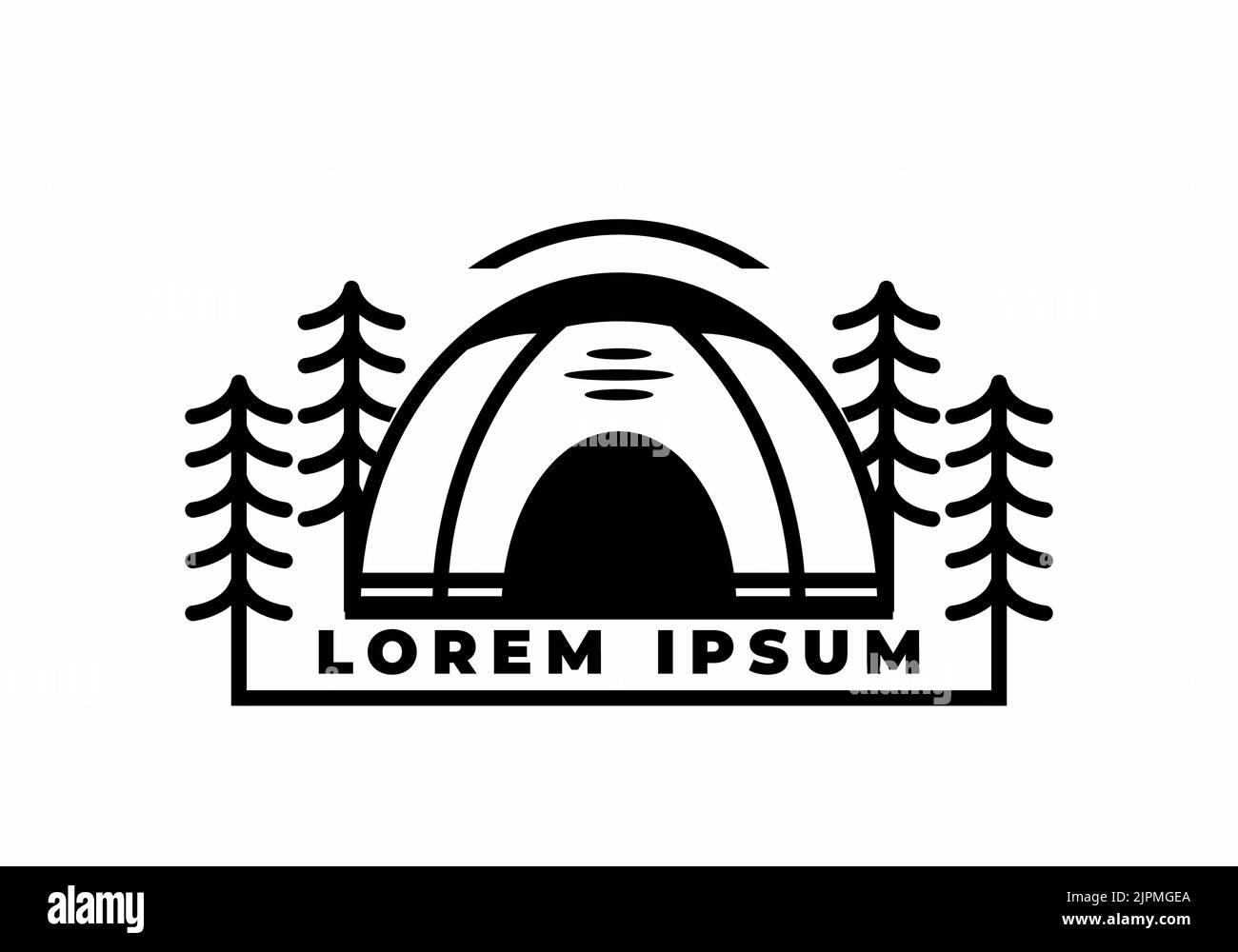 Dome tent for camping in monoline art illustration design Stock Vector ...