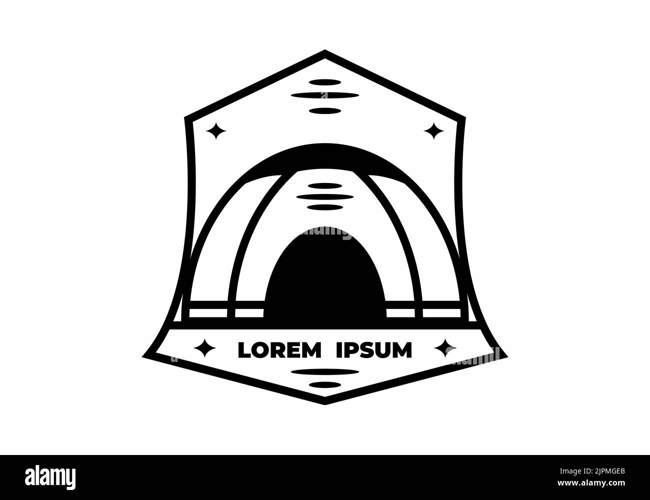 Dome tent for camping in monoline art illustration design Stock Vector ...