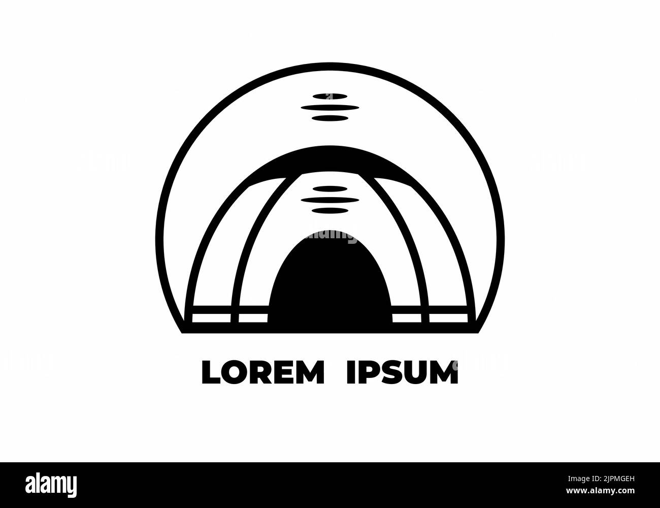 Dome tent for camping in monoline art illustration design Stock Vector ...