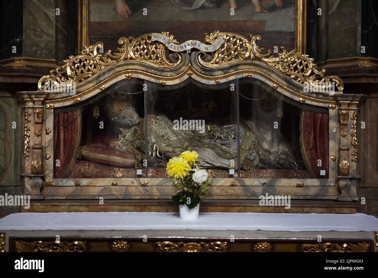 Relics of Saint Maximianus on display in the monastery basilica of the ...