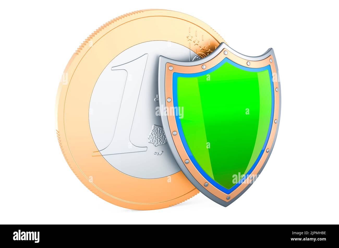 Euro coin with shield, 3D rendering isolated on white background Stock ...