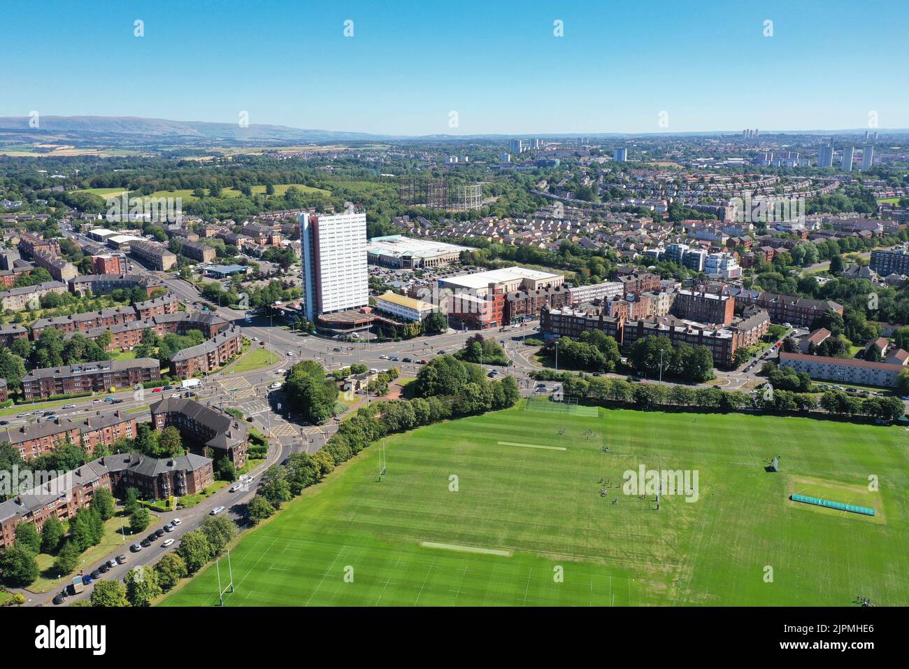 Aerial drone view of Anniesland Cross Glasgow Stock Photo - Alamy