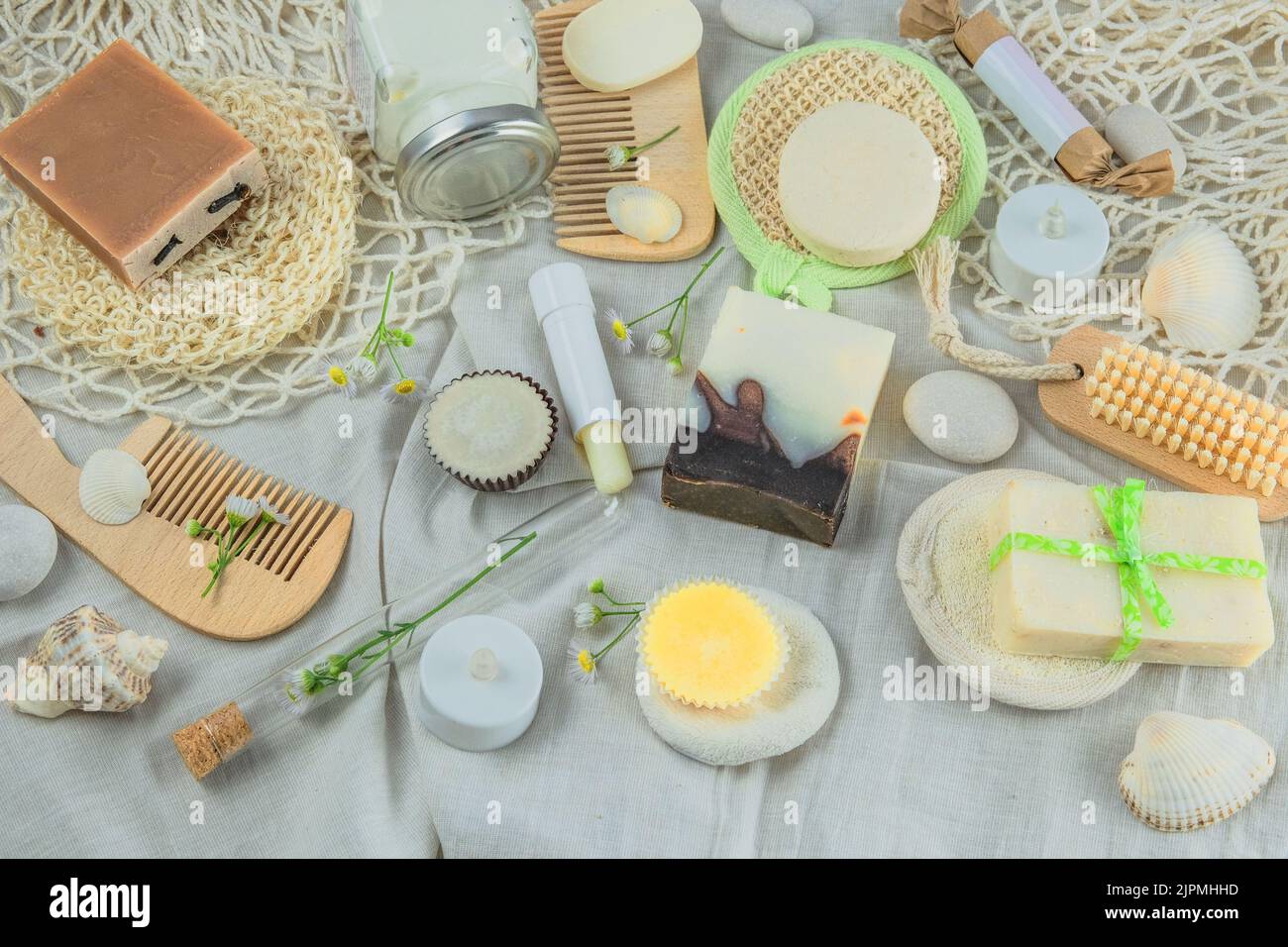 Cosmetics with natural ingredients on wooden background. Natural ...