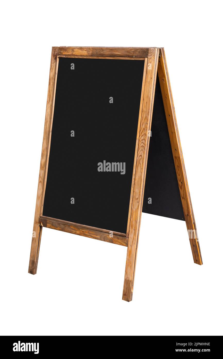 Wooden stand for menu or information. Chalk drawing. Isolated on a ...