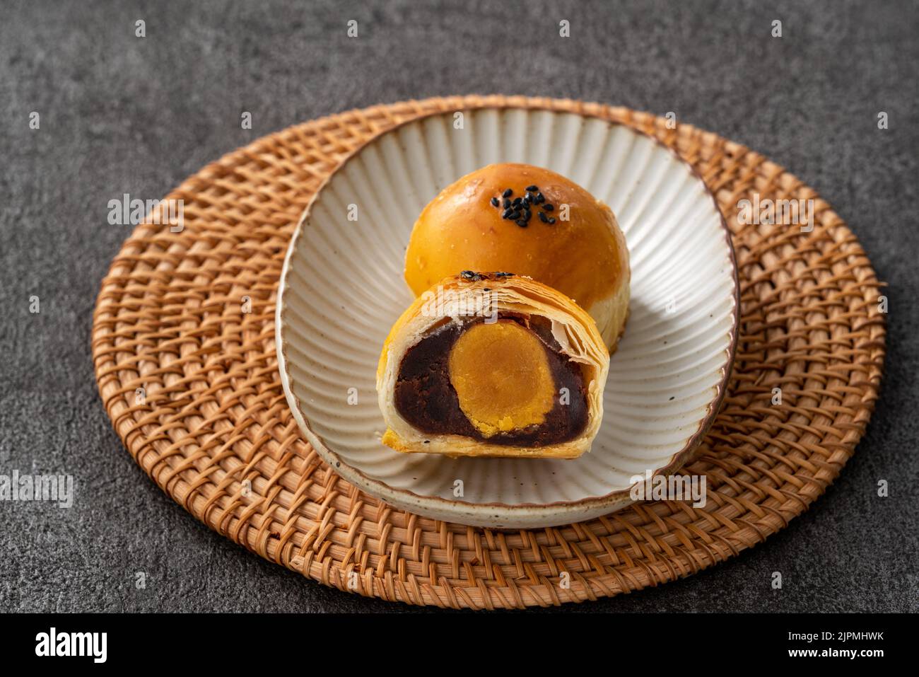 Design concept of Moon cake yolk pastry, mooncake for Mid-Autumn ...