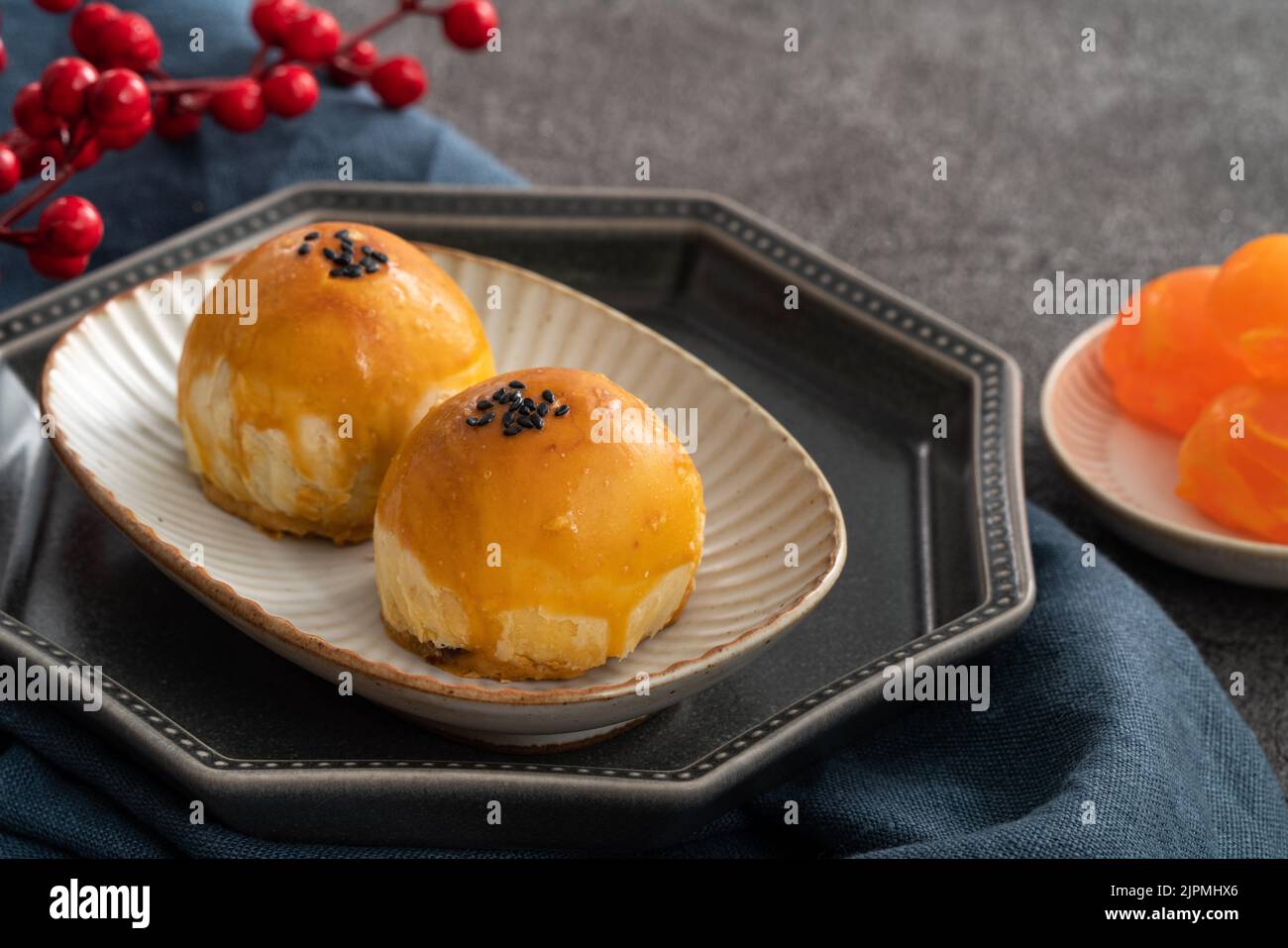 Design concept of Moon cake yolk pastry, mooncake for Mid-Autumn ...