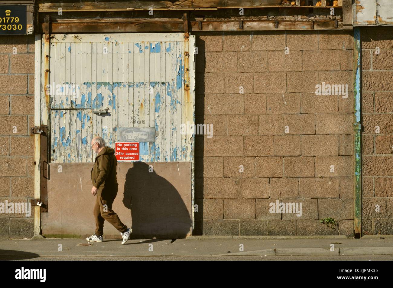 Street scene in the harbour area of Peterhead, Aberdeenshire, Scotland ...