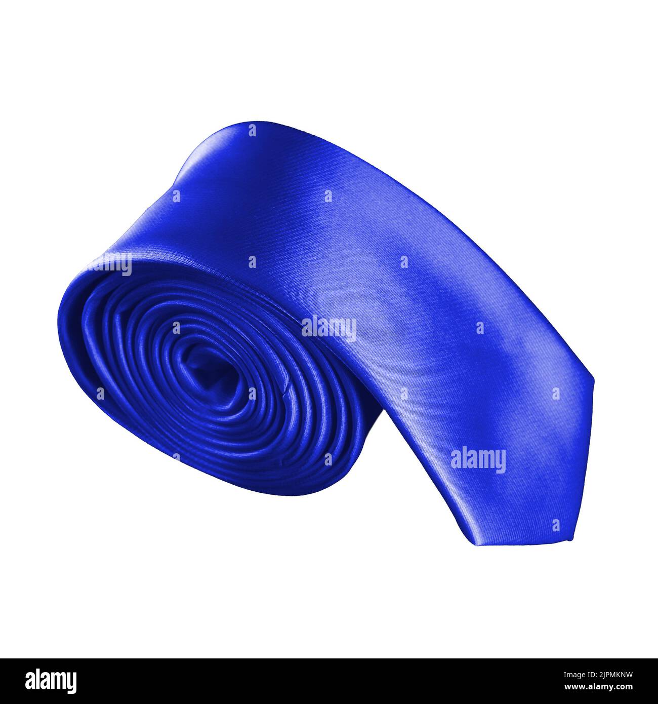 blue color polyester fabric necktie isolated on pure white background ...