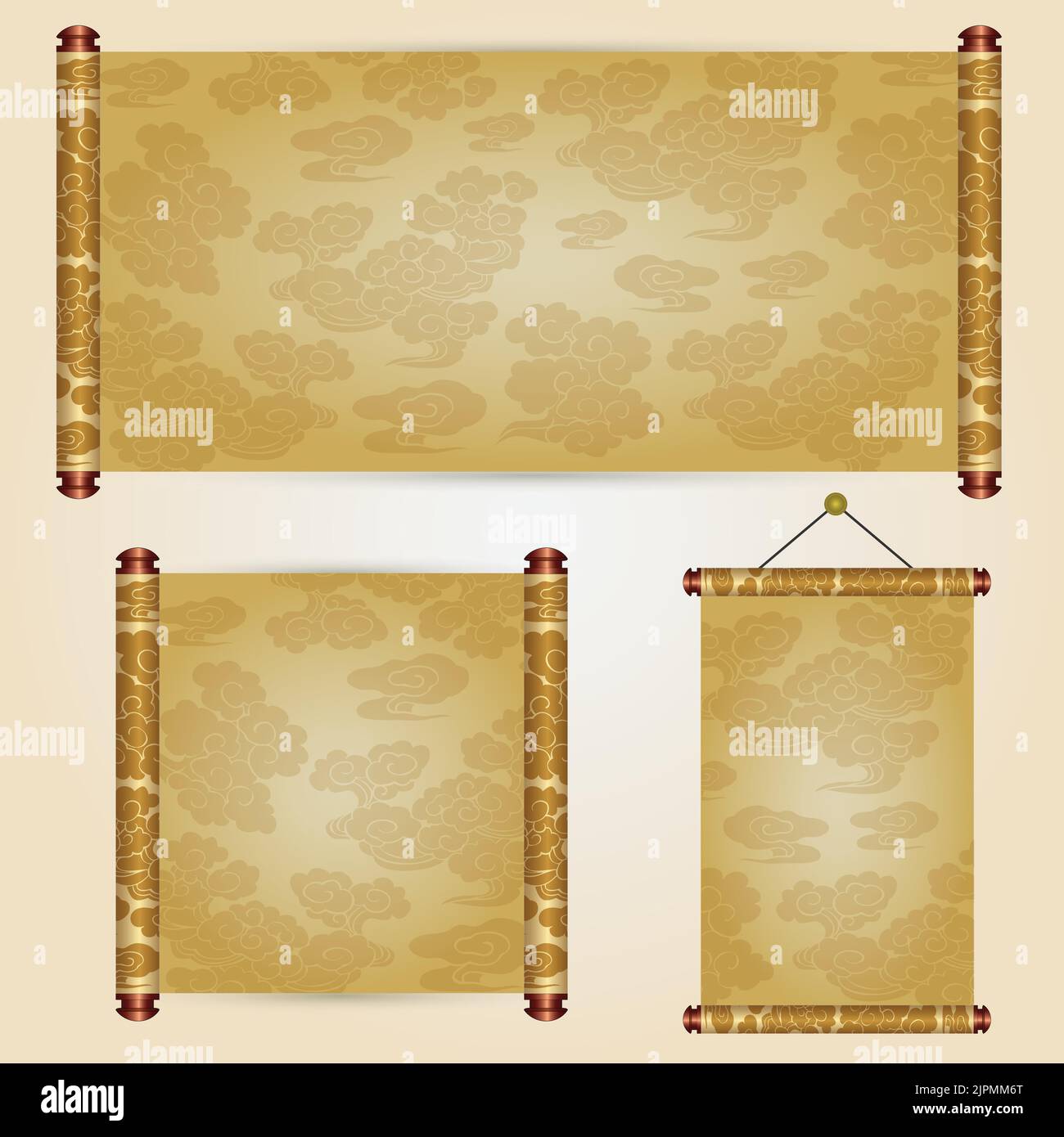 Traditional Chinese scroll, use for mounting and hanging Chinese calligraphy and painting Stock ...