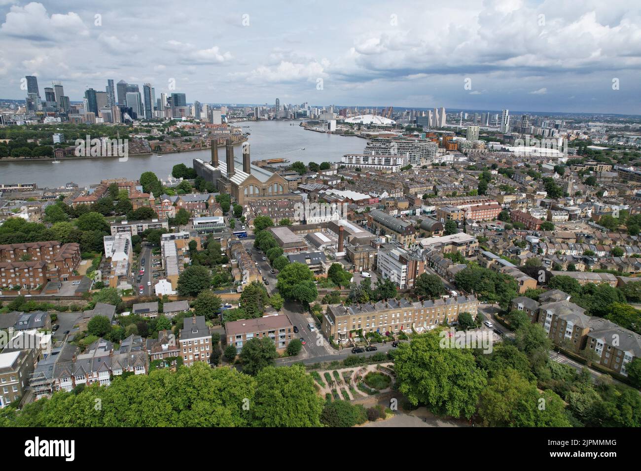 Greenwich Power Station London UK summer Aerial Stock Photo - Alamy