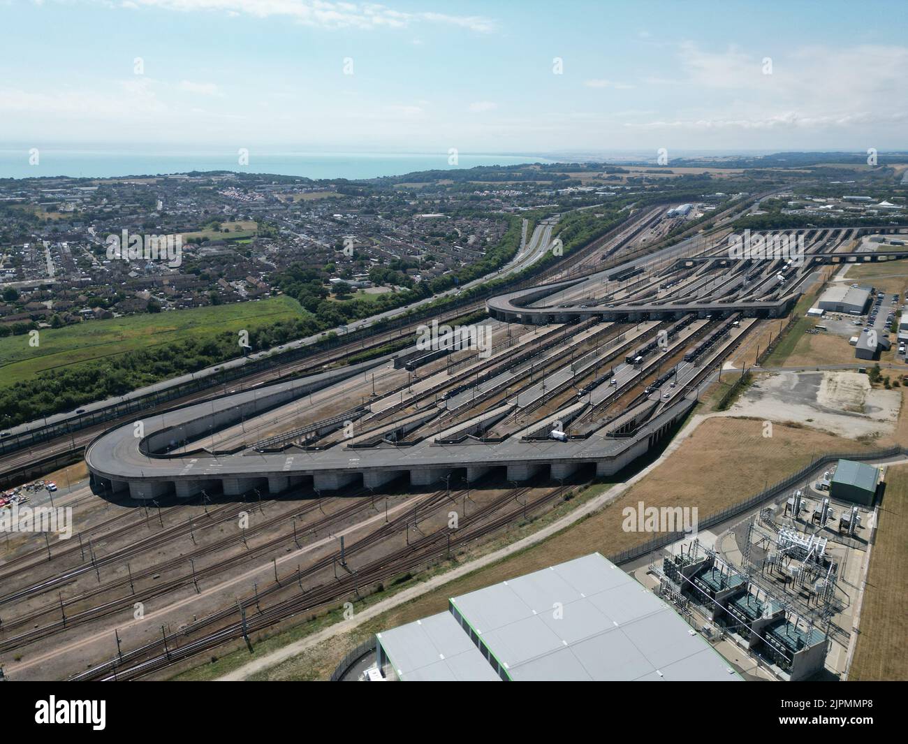 Aerial view eurotunnel folkestone hi-res stock photography and images ...