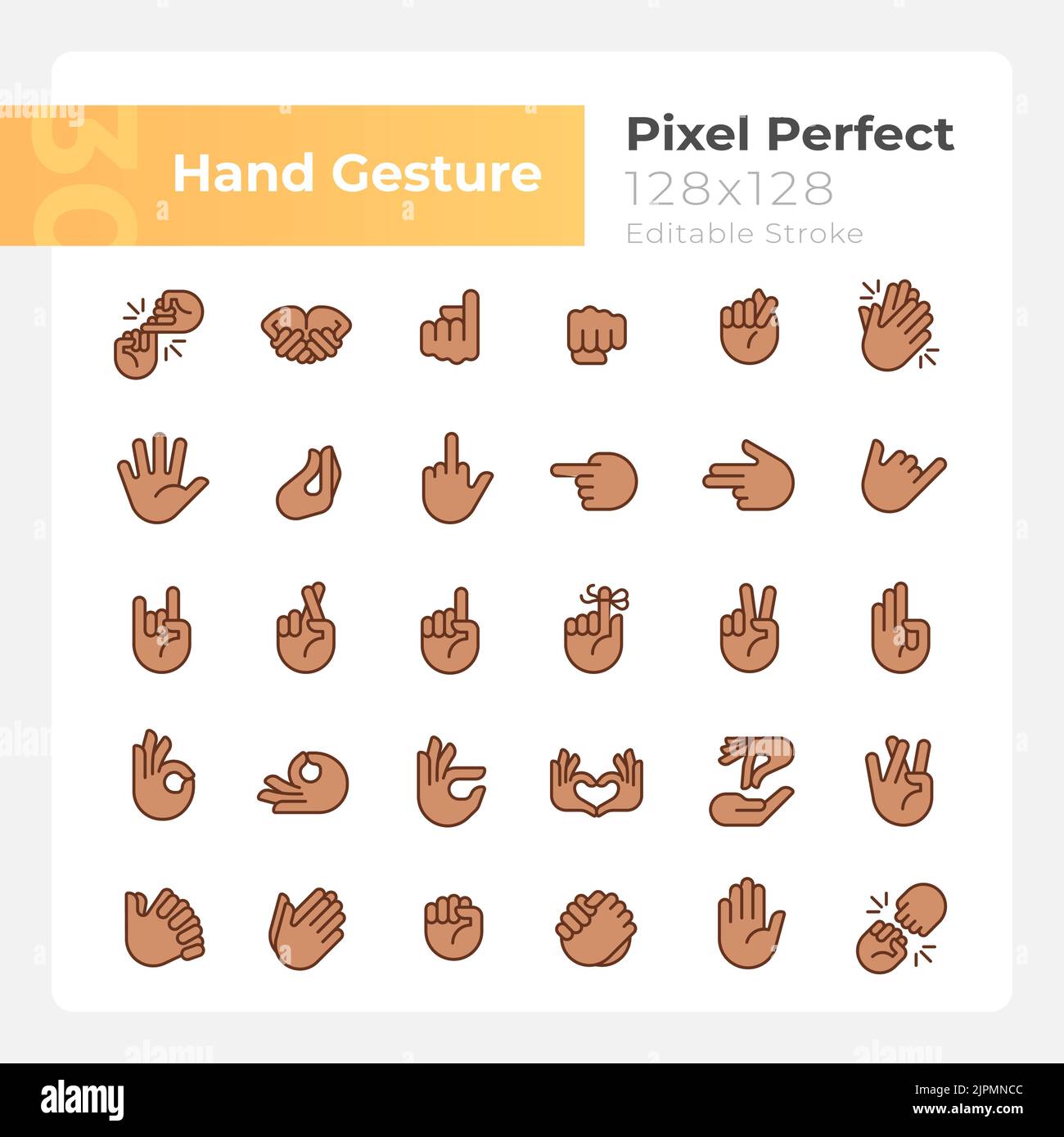 Hand gestures pixel perfect RGB color icons set Stock Vector Image ...