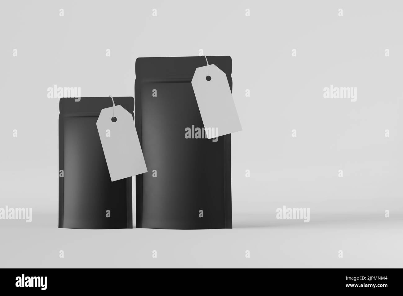 Black pouch bag branding template price tag mockup white background 3D ...