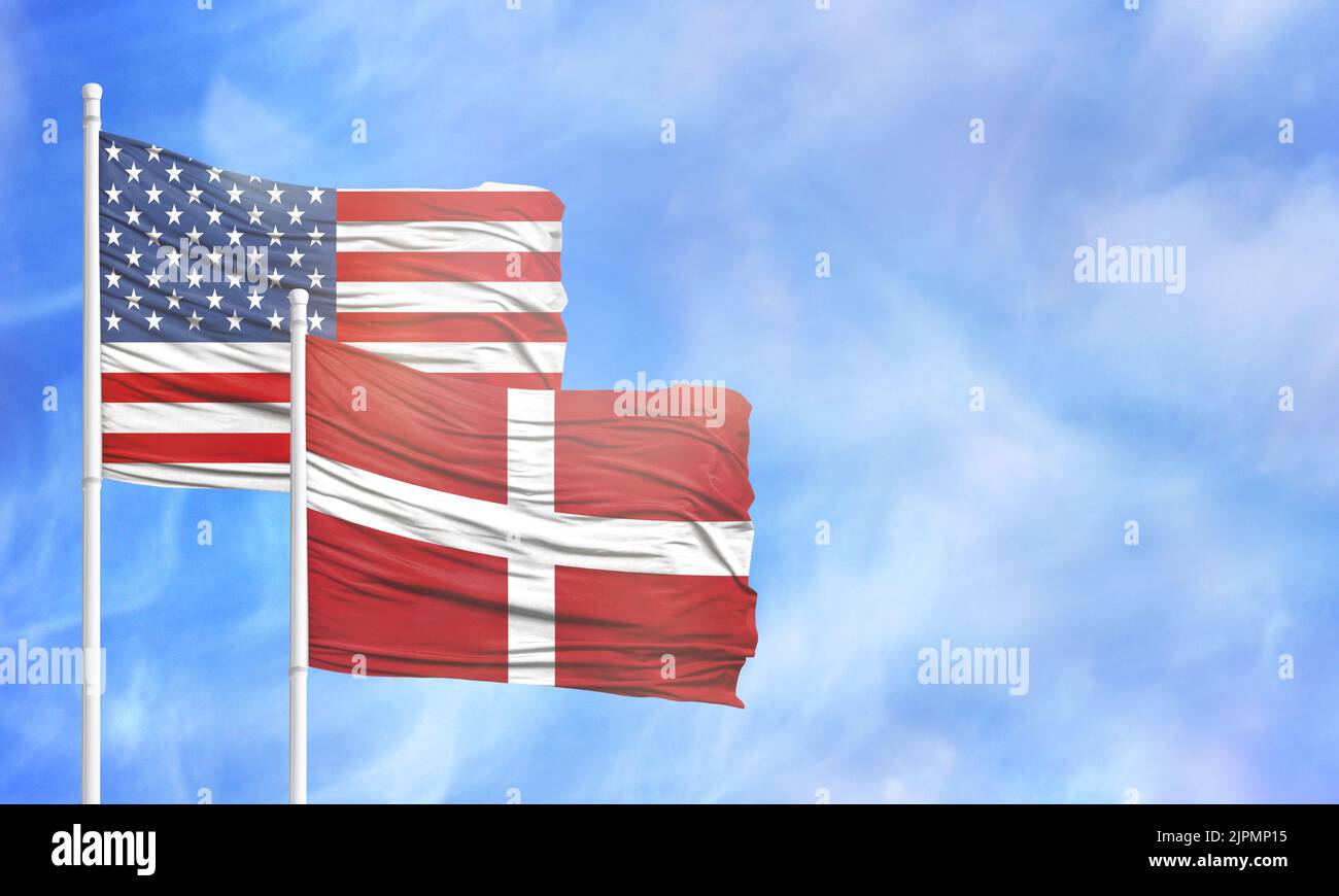Waving American flag and flag of Sovereign Military Order of Malta ...