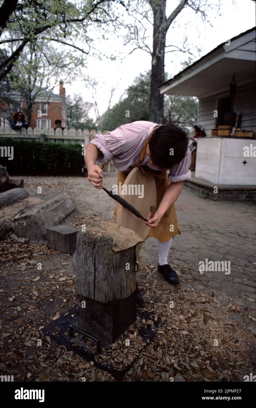 Williamsburg, VA. U.S.A. 9/1987. Colonial Williamsburg coopers ...