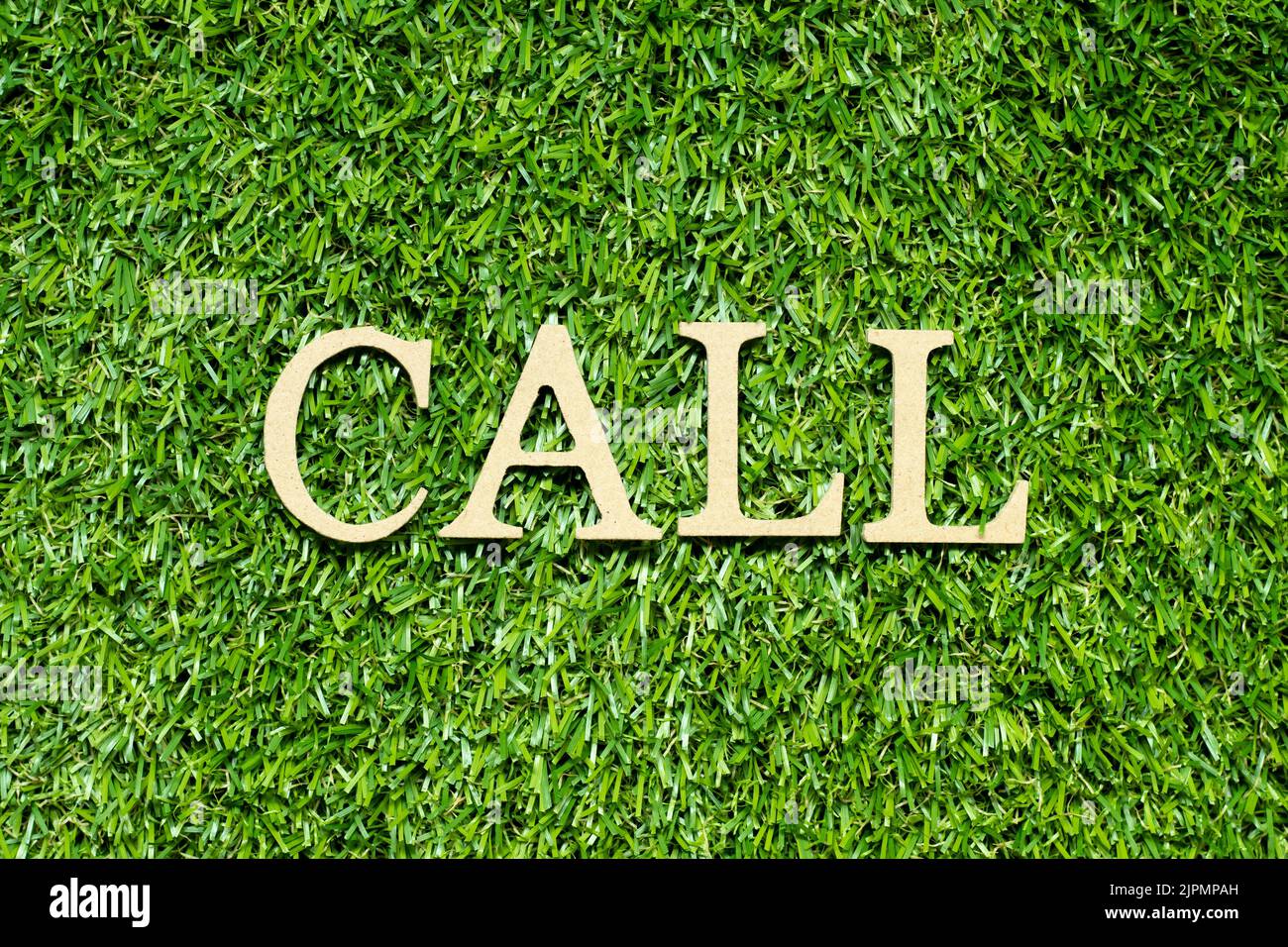 Wood alphabet letter in word call on green grass background Stock Photo ...