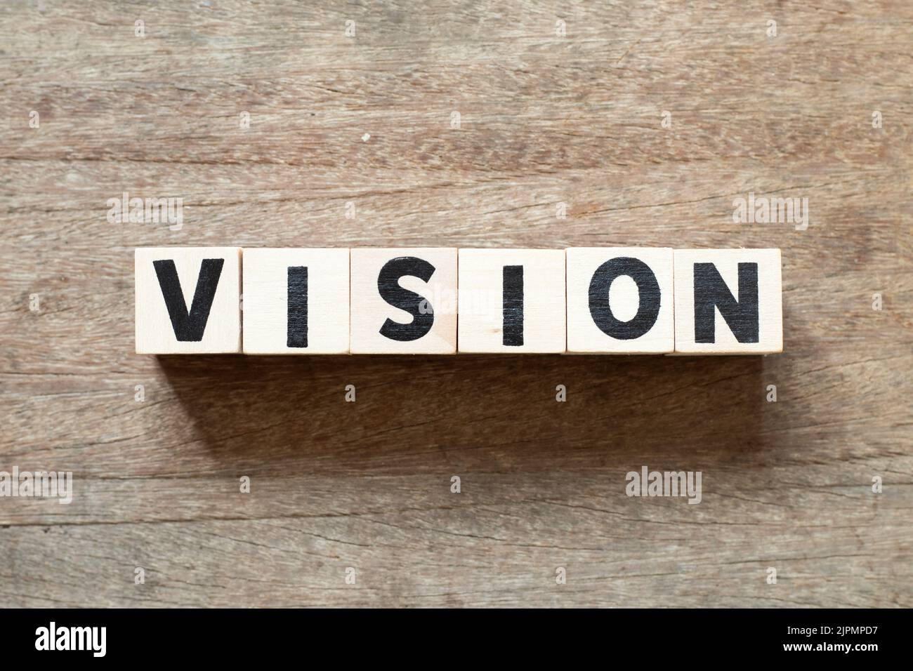 Alphabet letter block in word vision on wood background Stock Photo - Alamy