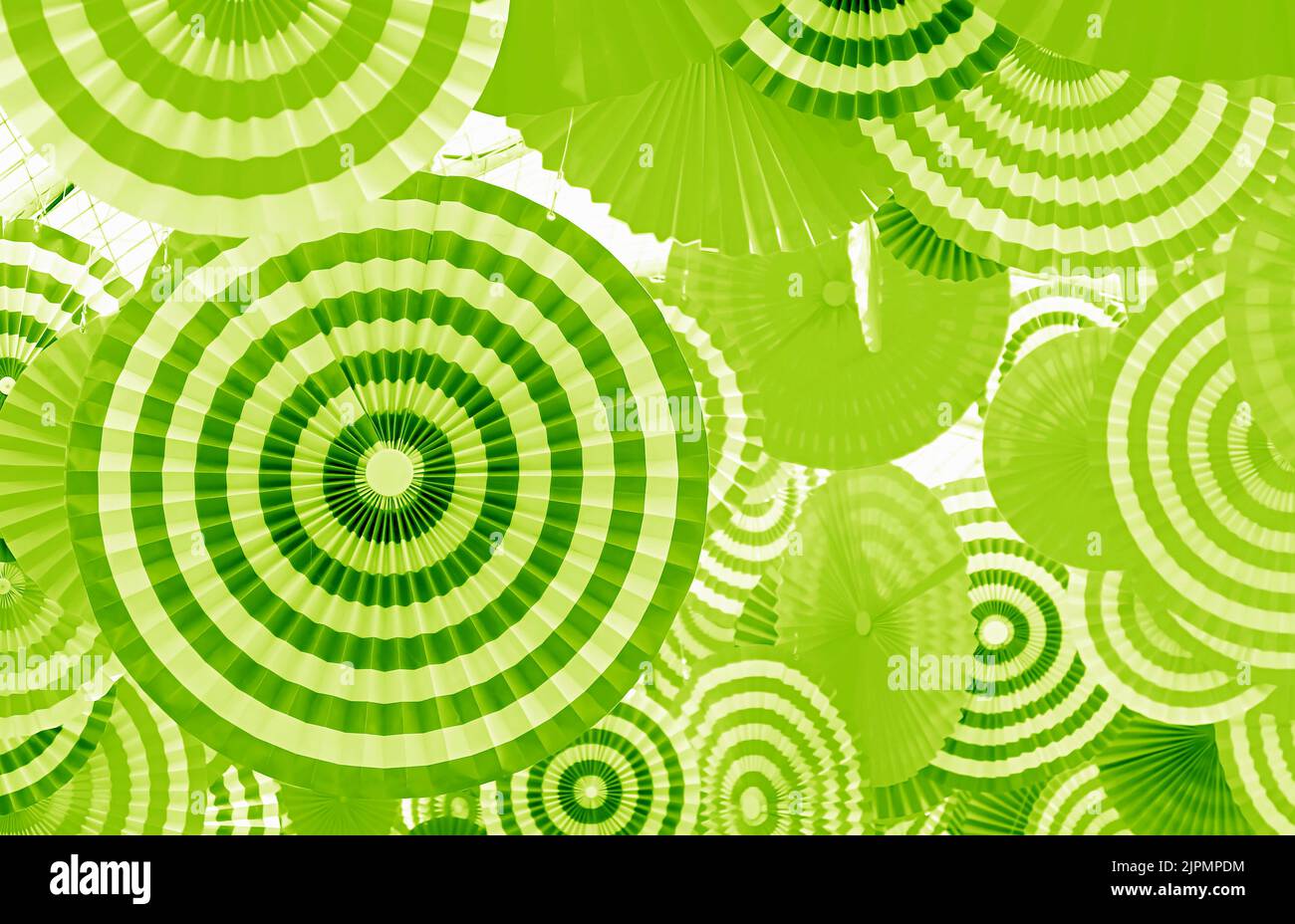 Various size of lime green pleated paper decorative art for abstract ...