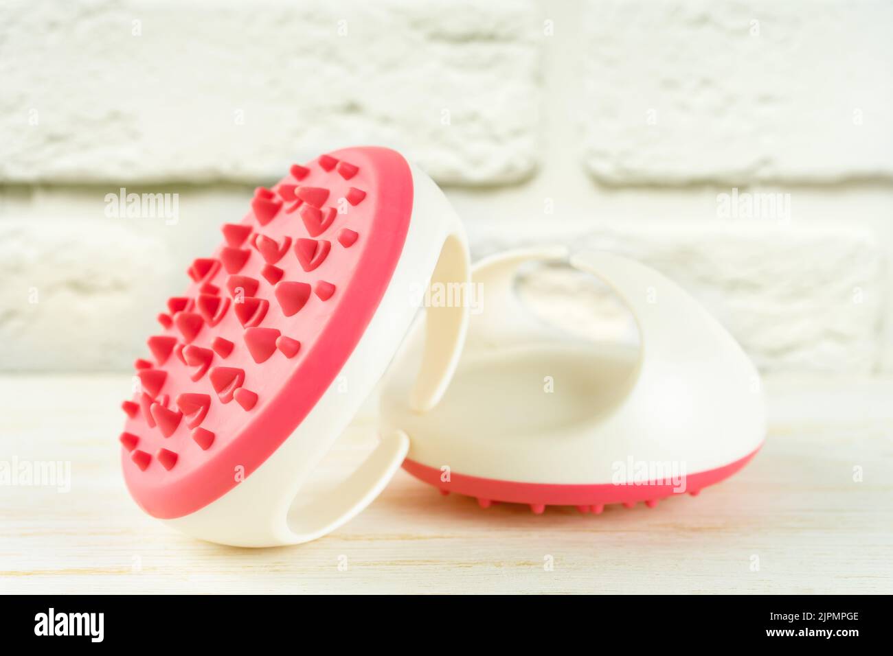 Hand massager with silicone spikes for anti-cellulite massage procedure ...