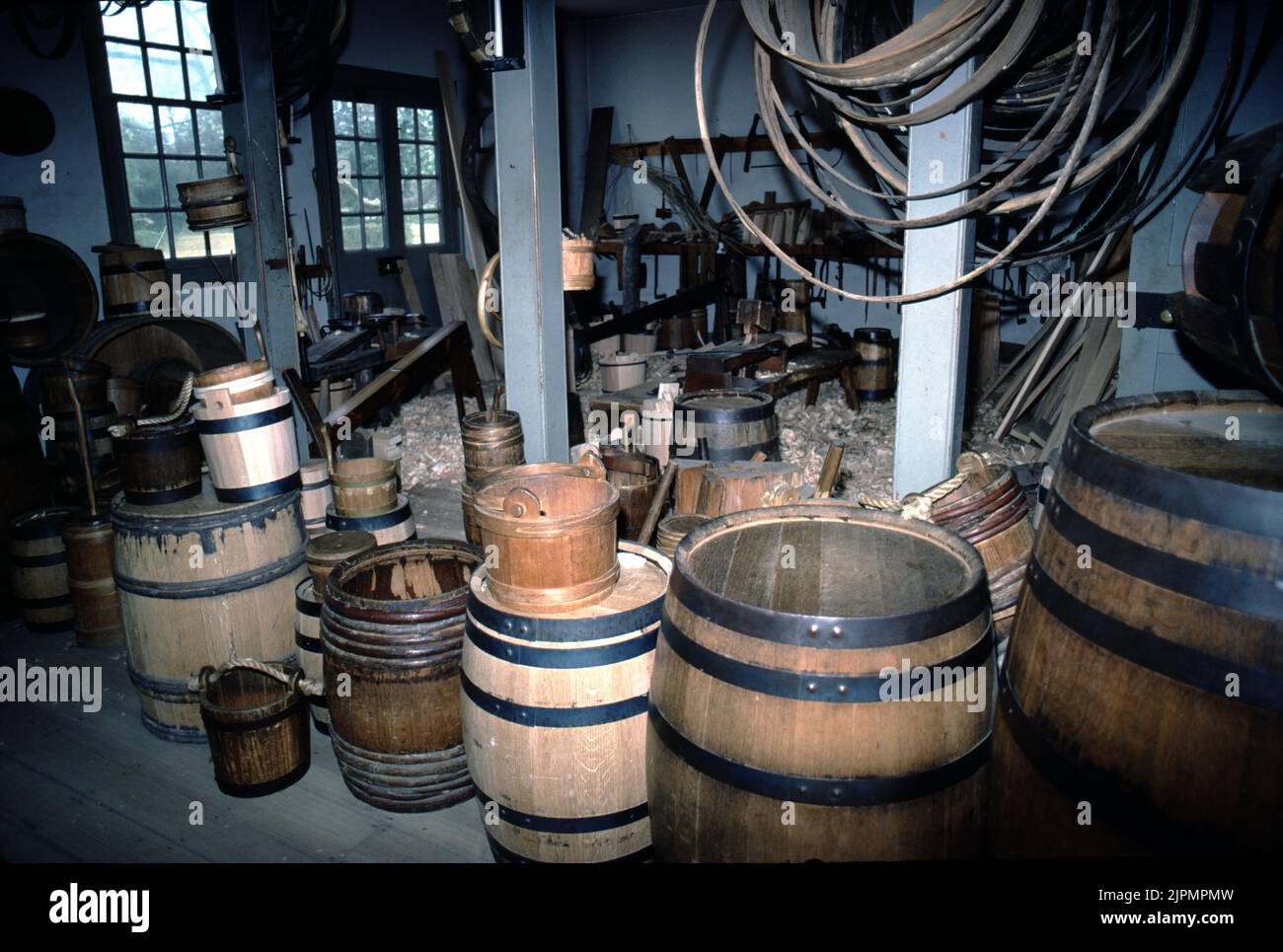 Williamsburg, VA. U.S.A. 9/1987. Colonial Williamsburg coopers ...