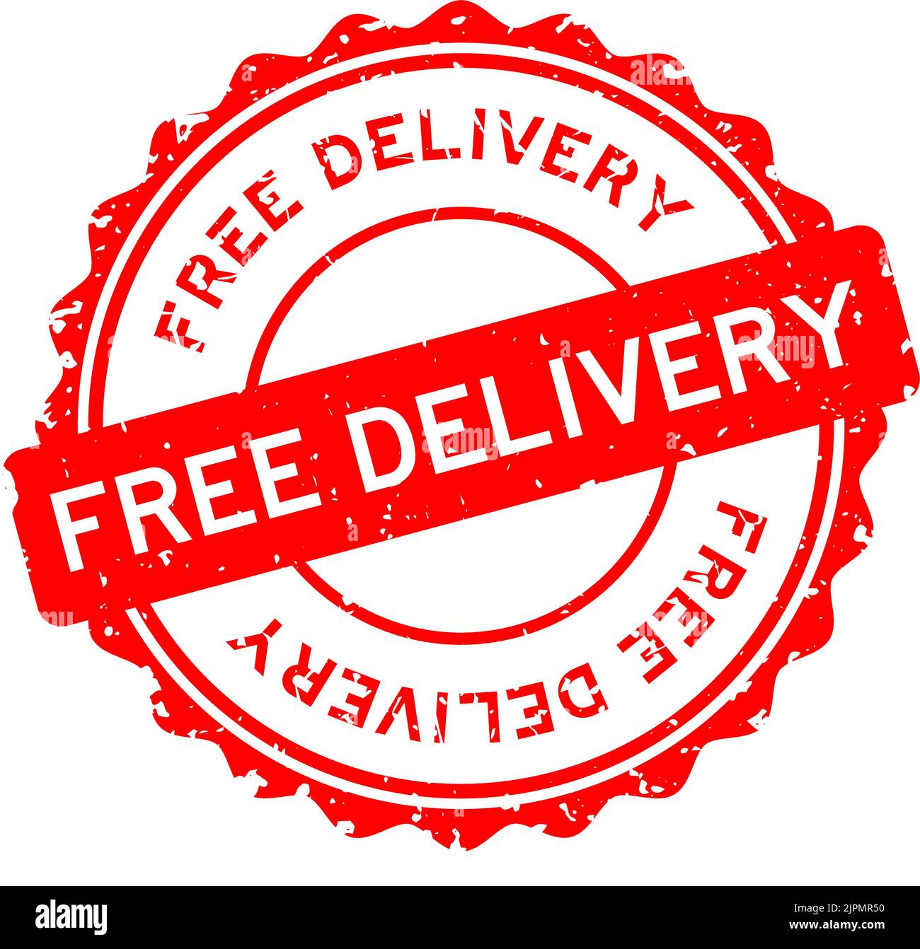 Grunge red free delivery word round rubber seal stamp on white background Stock Vector Image ...