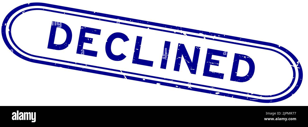 Grunge blue declined word rubber seal stamp on white background Stock ...