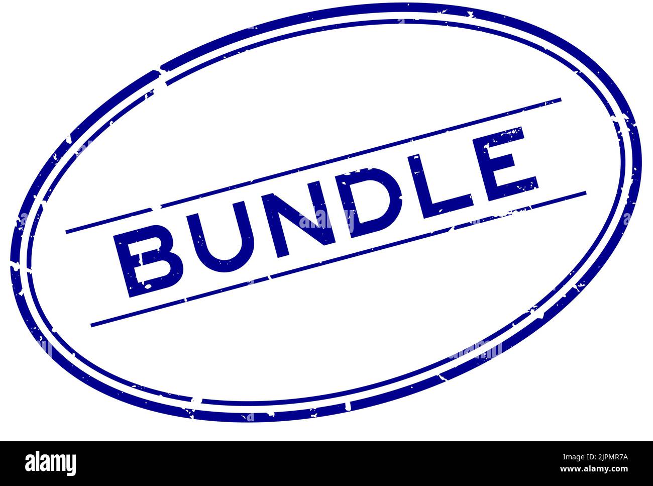 Grunge blue bundle word oval rubber seal stamp on white background ...