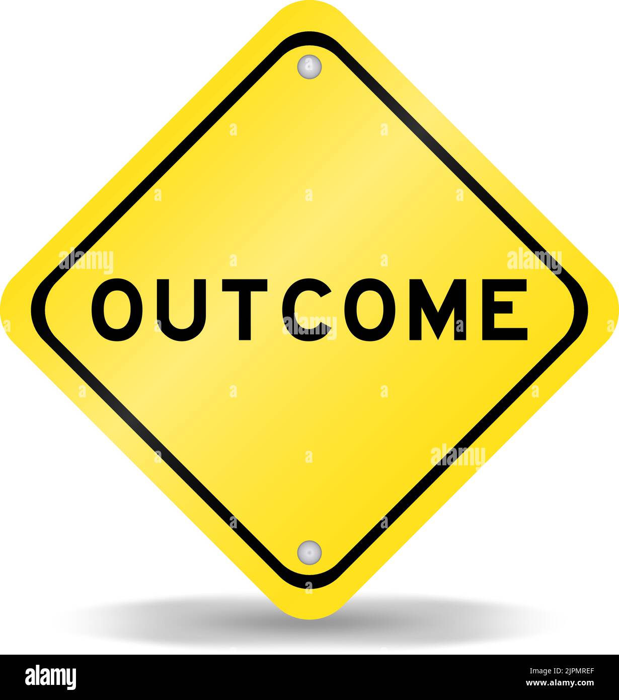 Yellow color transportation sign with word outcome on white background ...