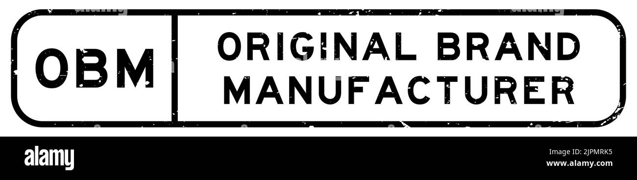 Grunge black OBM Original brand manufacturer word square rubber seal ...