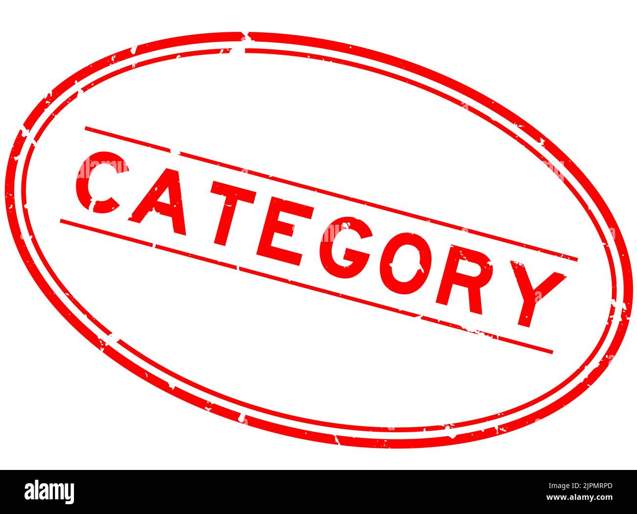 Grunge red category word oval rubber seal stamp on white background ...