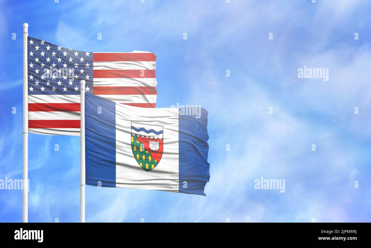 Waving American flag and flag of Northwest Territories Stock Photo - Alamy