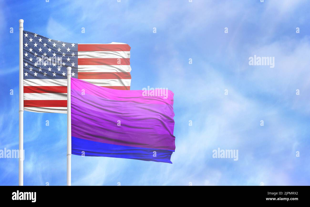 Waving American flag and flag of Alternative Transgender pride Stock ...