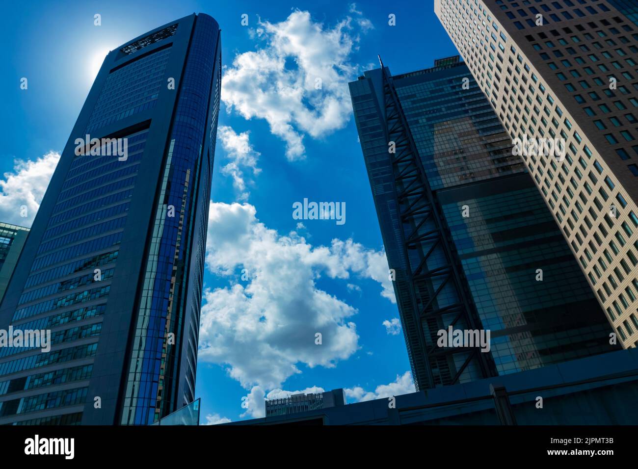A cloud reflecting the building in the business town wide shot Stock ...