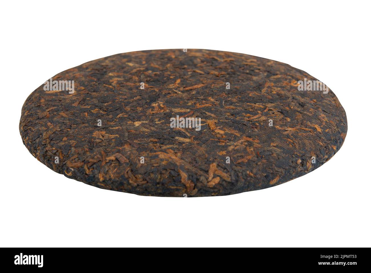 Pu-erh tea cake isolated on white background. Side view Stock Photo - Alamy