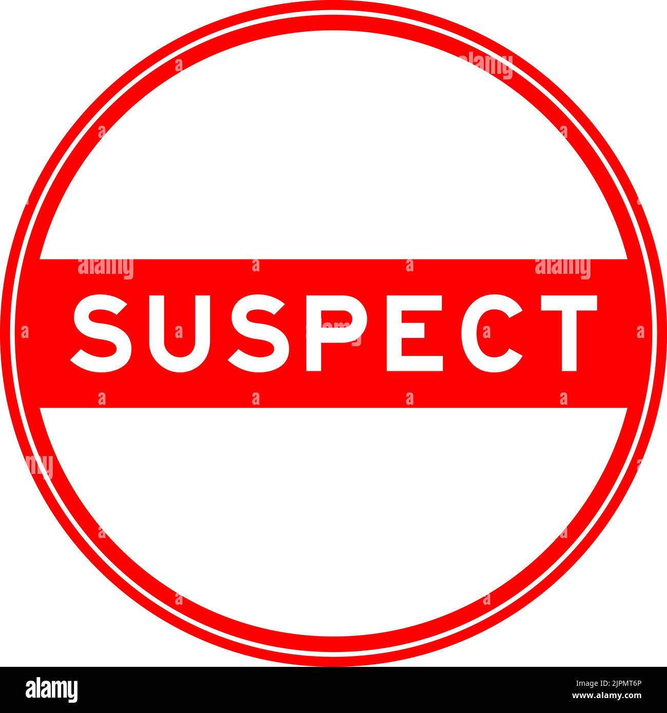 Red color round seal sticker in word suspect on white background Stock ...