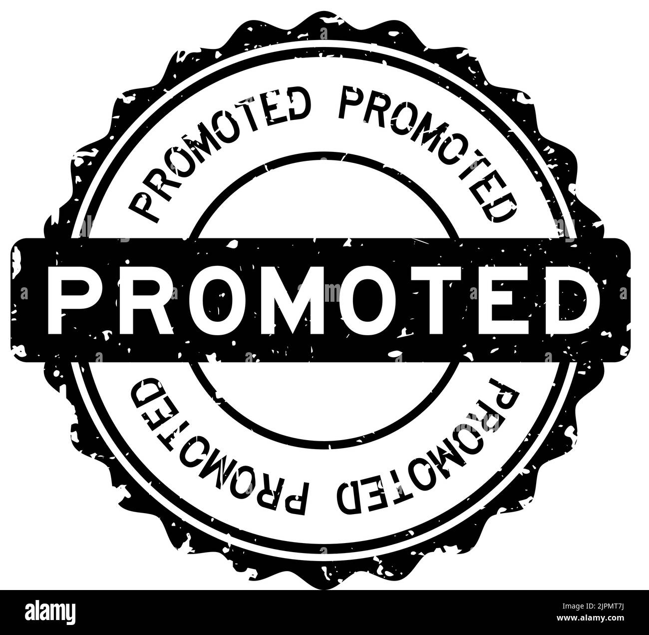 Grunge black promoted word round rubber seal stamp on white background ...