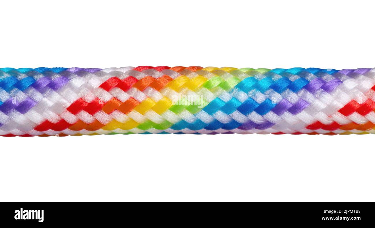 Rainbow dyed braided cotton cord isolated on white background Stock ...
